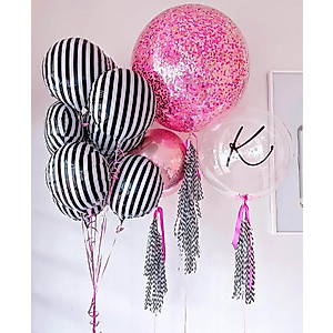 12 Pack 18 Inch Striped Balloons Helium Foil Mylar Black and White Striped Balloons for Black&White Themed Birthday Baby Shower Ceremonies Holiday Parties Decorations Supplies