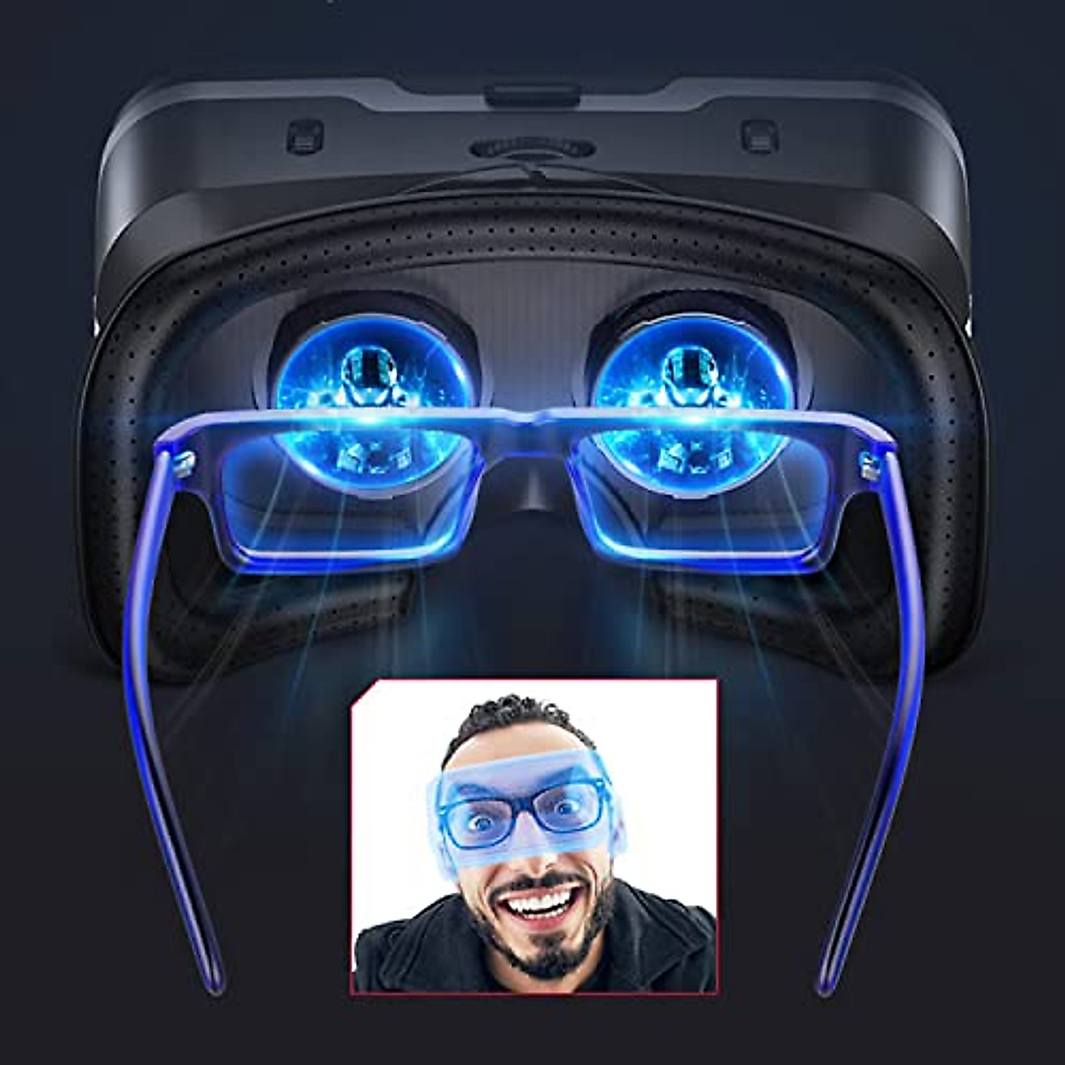 VR SHINECON Original 6.0 VR Headset Version Virtual Reality Glasses Stereo Headphones 3D Glasses Headset Helmets Support 4.7-6.53 inch Large Screen Smartphone (with Controller SC-B01)