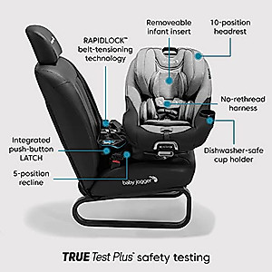 Baby Jogger City Turn Rotating Convertible Car Seat | Unique Turning Car Seat Rotates for Easy in and Out, Onyx Black