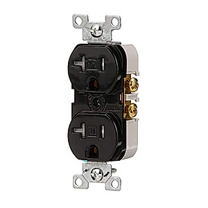 Eaton TRBR20BKBXSP 20-Amp 3-Wire 125-Volt Tamper Resistant Commercial Grade Duplex Receptacle 2-Pole, Black