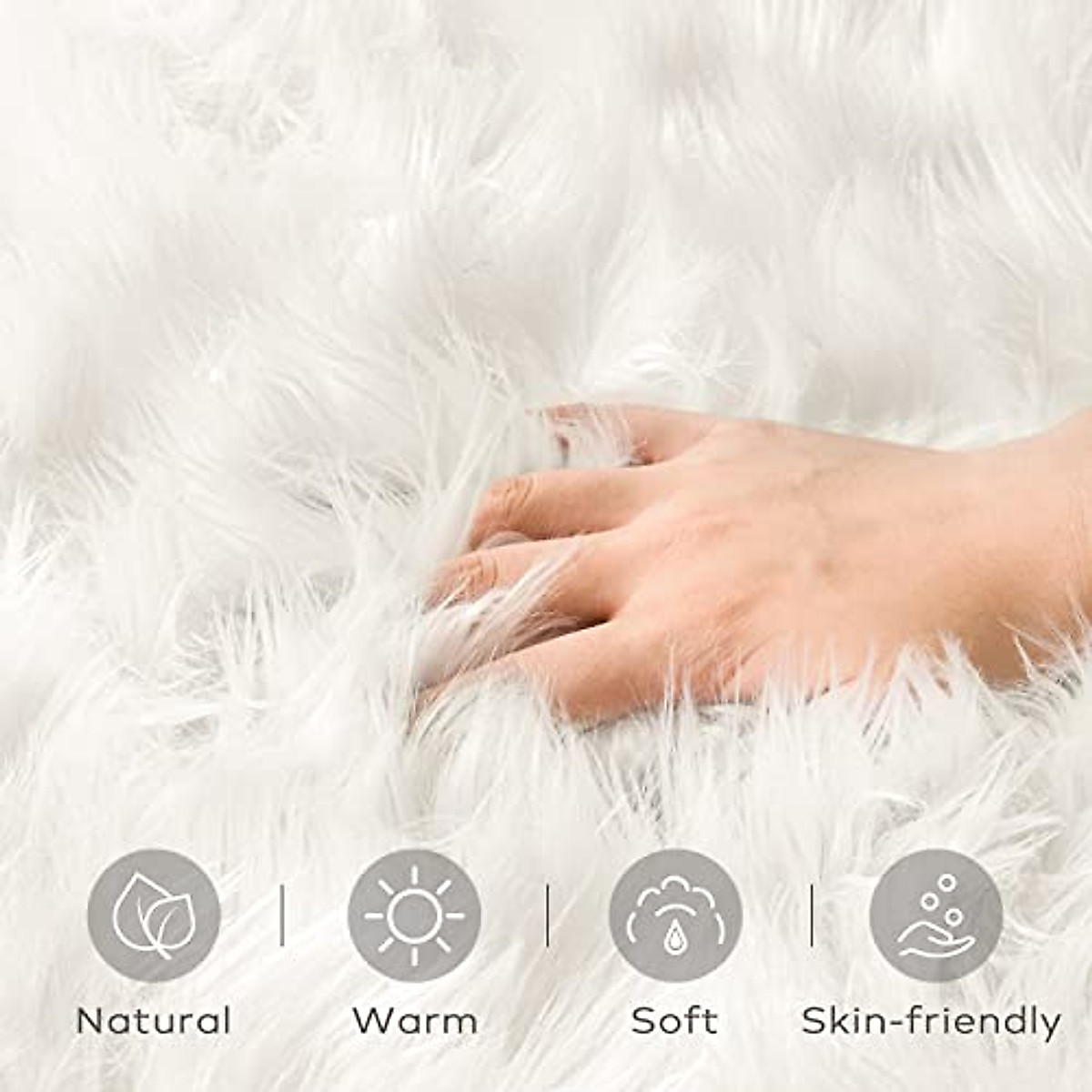 Ashler Heart Shaped Area Rug 3 x 3 Feet, Faux Sheepskin Fur Rug Fluffy Shaggy Rug, White Soft Plush Decorative Machine Washable Carpets for Bedroom Living Room and Sofa
