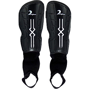 Kids Soccer Shin Guards with Foam Backing & Adjustable Straps. Fits Ages 8-13. Black