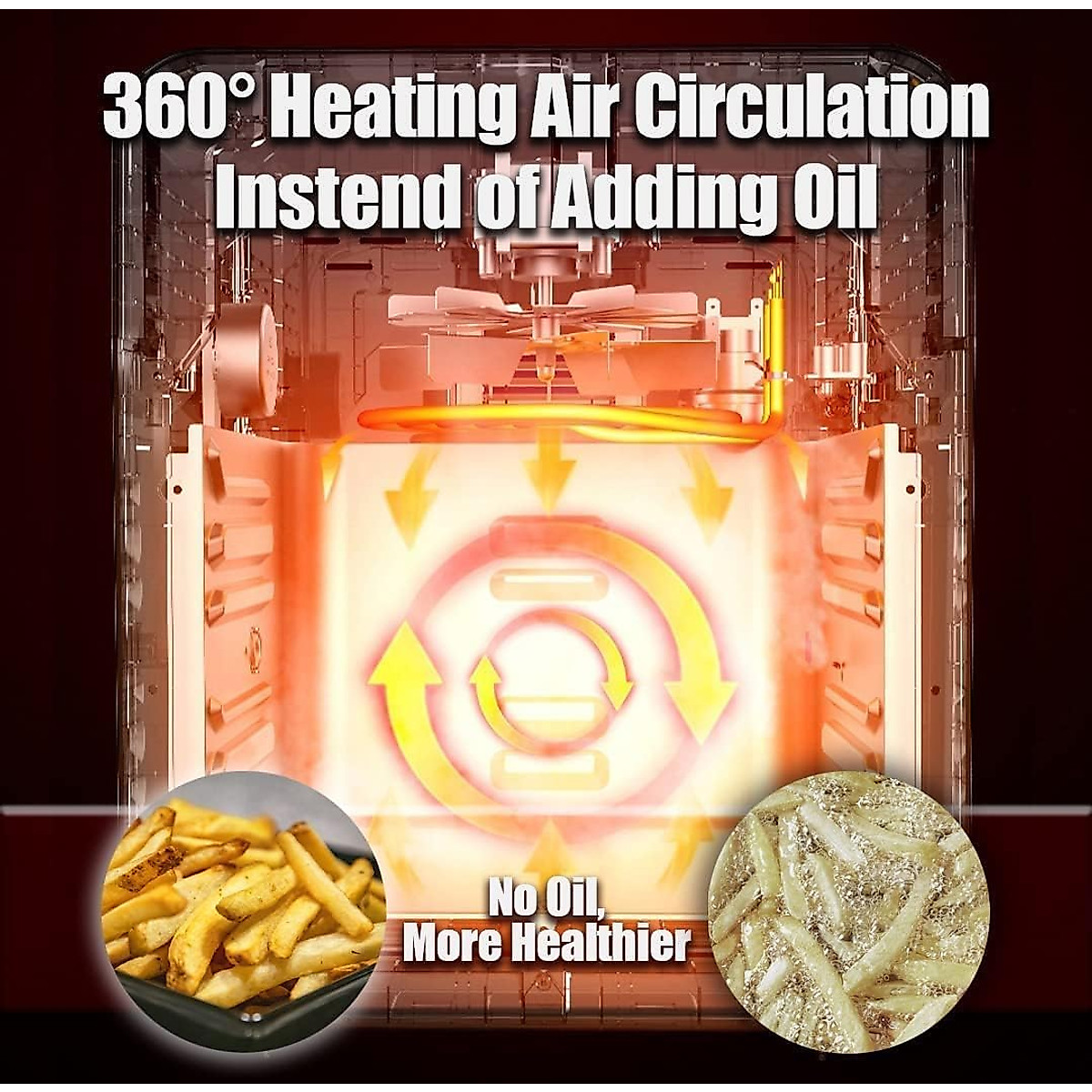 Weceleh Air Fryer 10 in 1 Toaster Oven, 15.8 QT Large Air Fryer with Visible Window, 15L Large Family Size, 60 Minutes Timer, Accessories Included, Touchscreen, No-Oil Frying, NonStick, Black, 1700W