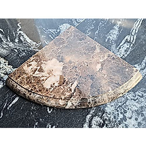 Premium Marble Corner Shelf - 8" Shower Soap Dish - Natural Stone Bathroom Caddy - Bath Wall Shampoo Holder (Emperador Dark OG)