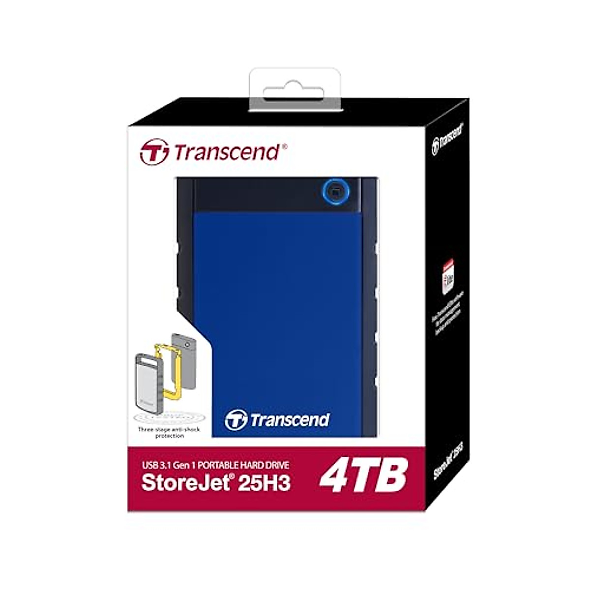 Transcend 4TB USB 3.1 Gen 1 StoreJet 25H3B SJ25H3B Rugged External Hard Drive TS4TSJ25H3B Blue