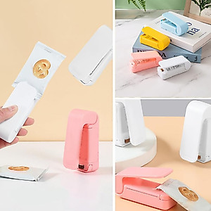 Mini Bag Sealer, 2024 Portable Mini Sealing Machine Handheld Heat Vacuum Sealer and Cutter 2 in 1 Bag Sealer and Cutter Mini Sealing Machine Heat Seal Tool for Plastic Bags Snack Bags (Blue, 1 Pcs)