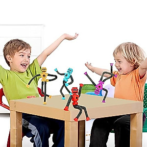 XONTEUS 4PCS Telescopic Robot Suction Cup Toy, Pop Tubes Fidget Toys 2023 for ADHD Autism Ages 3 4 5 6 7 8,Toddler Travel Toy Gifts Idea,Girl & Boy Unique Christmas Stocking Stuffers for Kids