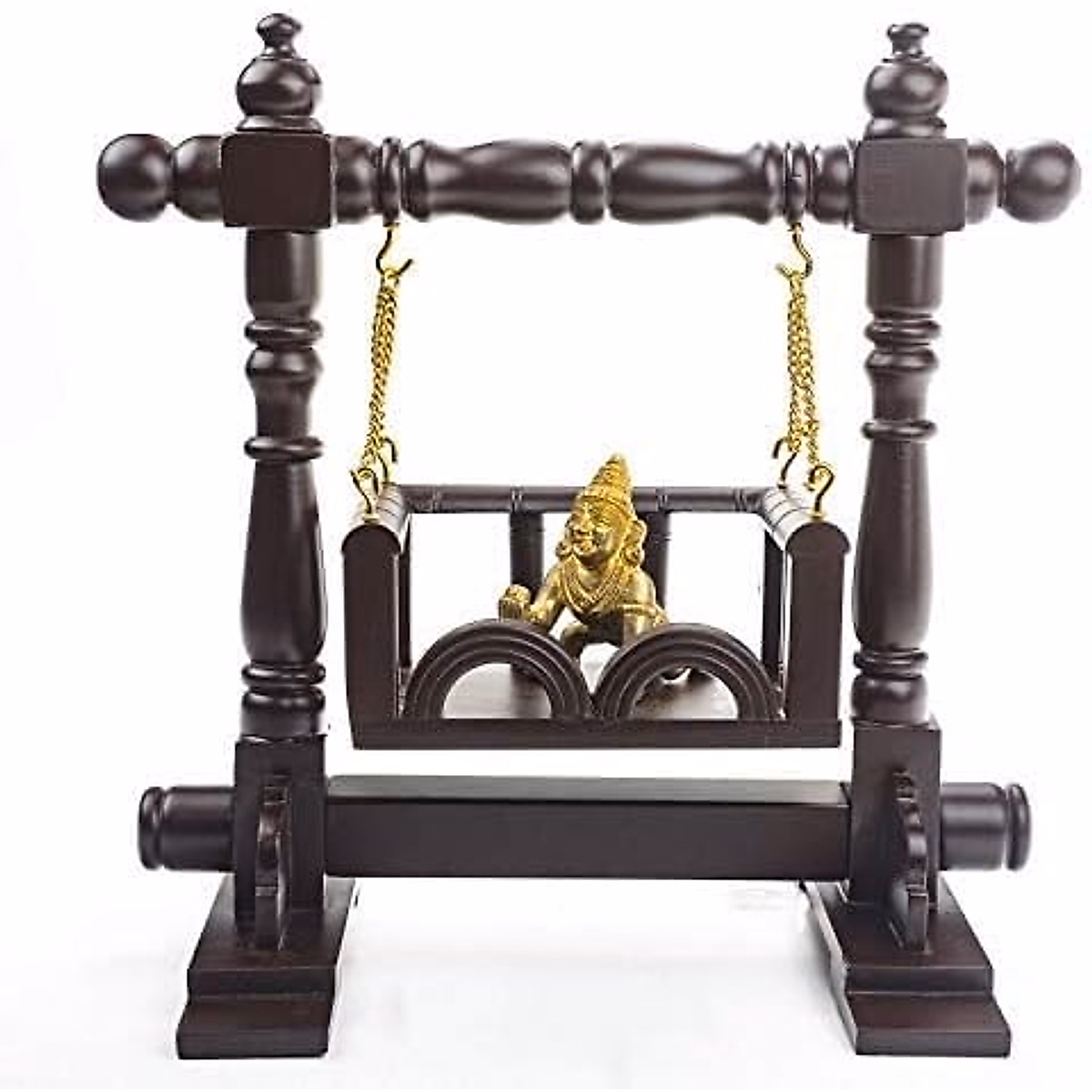 Handcrafted White Teakwood Jhoola/Jhula for Krishna Janmashtami/Bal Gopal/Ladoo Gopal/Kaanha/Hindola Celebrations,Pack of 1