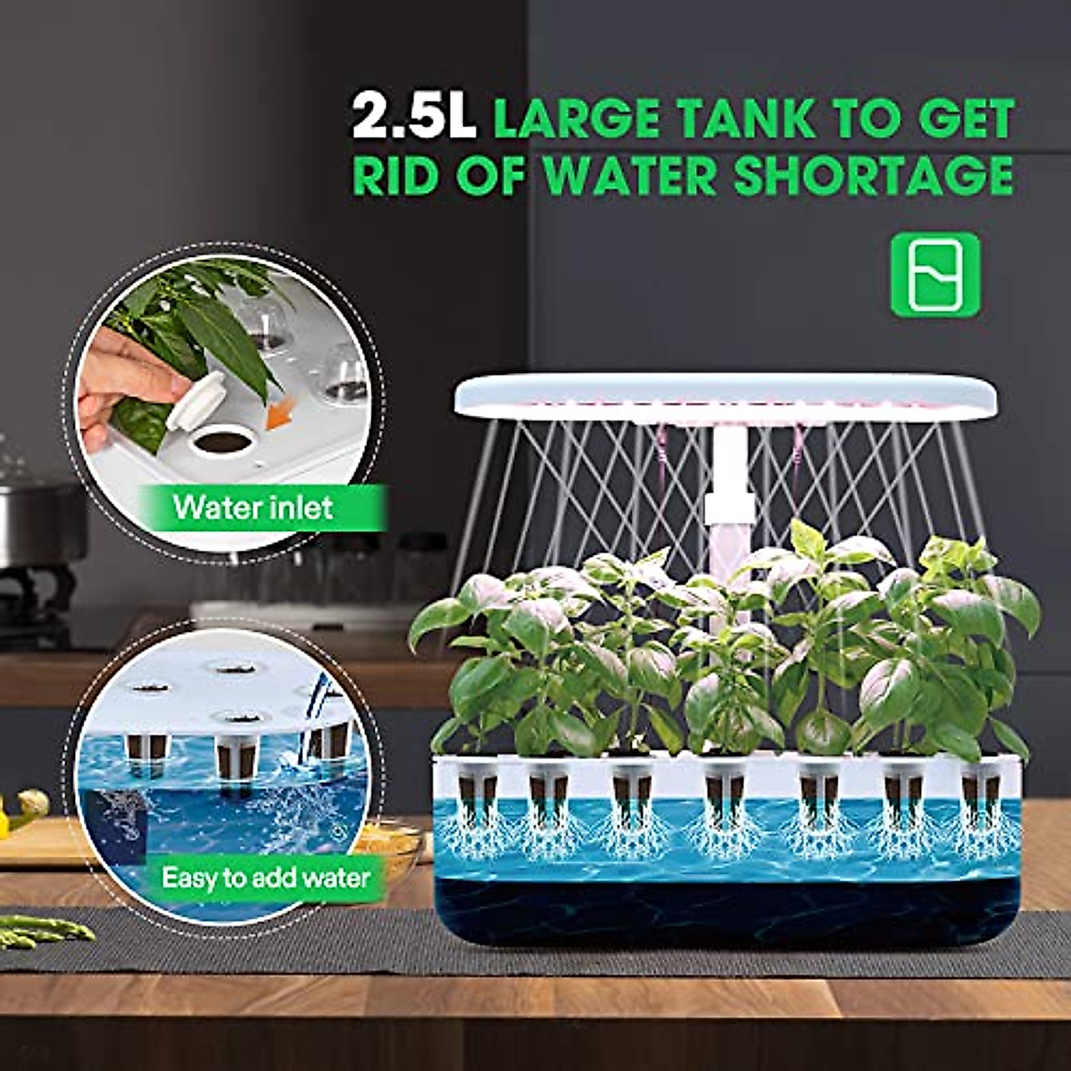 VIVOSUN Hydroponics Growing System, 10 Pods Smart Indoor Herb Garden Kit with Grow Light, 18.5" Height Adjustable Indoor Hydroponic Garden for Fruits, Flower & Vegetables
