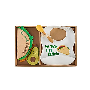 Mud Pie unisex baby | Spoon, Mud Pie Fiesta Taco Gift Box Set Includes Silicone Bib and Spoon Plush Taco Book Avocado, Multi, One Size US