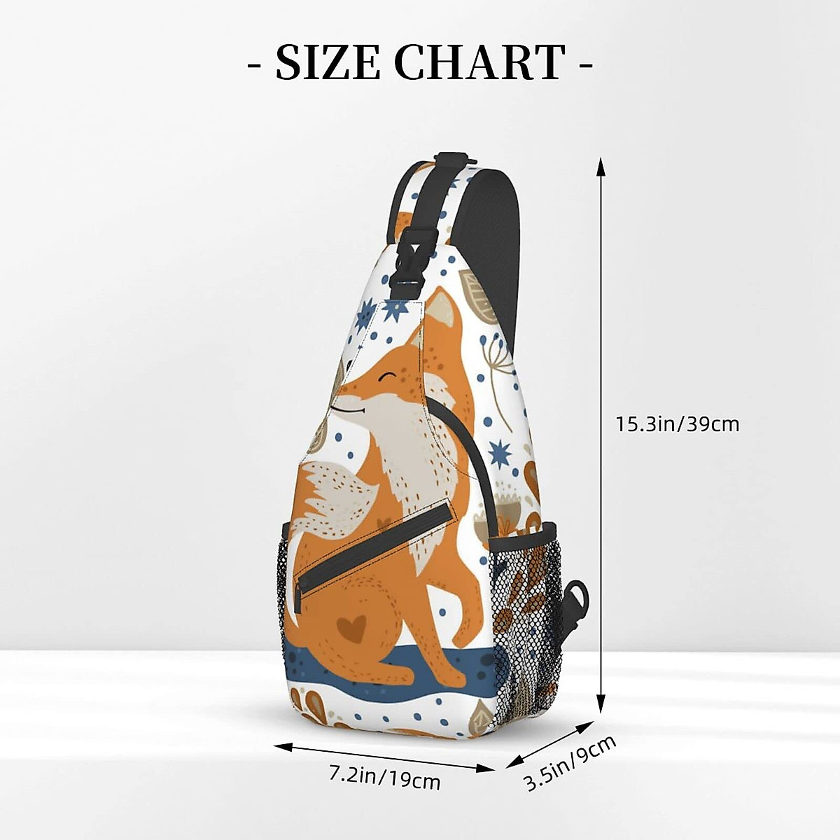 Fox Sling Bag, Chest Bag Daypack, Crossbody Sling Backpack for Travel Sports Running Hiking