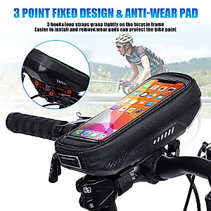 HUANLANG Bike Phone Mount Bag Bike Front Frame Top Tube Handlebar Bags Waterproof Bicycle Cell Phone Mount Case with Touch Screen Phone Holder for Bike Bag Shockproof,Bike Pouch for Phone Below 6.7"