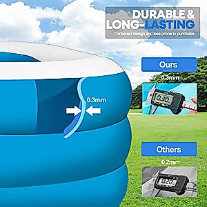 Paddling Pool, Inflatable Pool, Large Family Pool, Rectangular Paddling Pool for The Garden and Outdoor Use