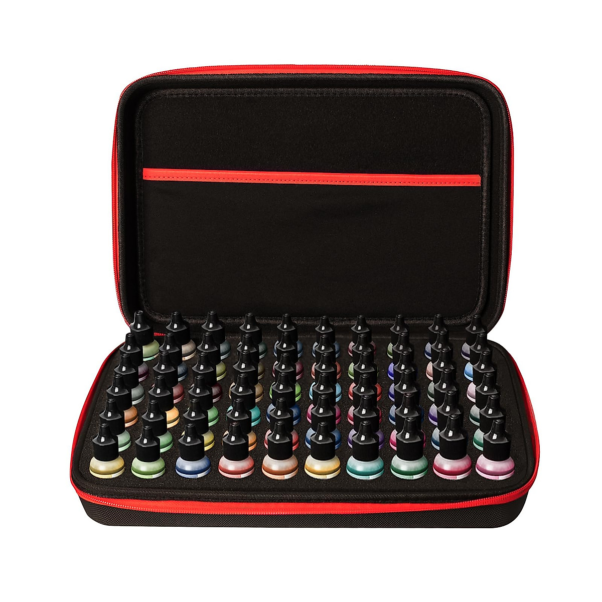 ZORETCO Alcohol Ink Storage Case，60 Bottles Miniature Paint Organizer with Foam Bases and Inner Storage Pocket (Ink not Included)