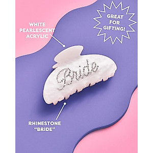 xo, Fetti Bride Claw Clip, White Acrylic Hair Clip, Rhinestone Bride Logo | Bachelorette Party Decorations, Bridesmaid Gift, Bridal Shower, Wedding