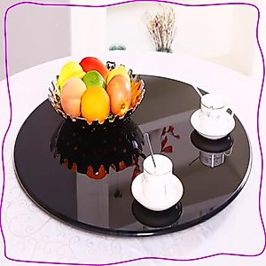 MAGILL 40inch Tabletop Rotating Tray Lazy Susan Turntable Large Round Tempered Glass Rotating Black Serving Plate for Restaurant/Kitchen, Not Easy to Dump (Color : Black, Size : 100cm/38in)