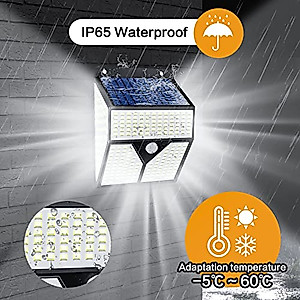 Noooza Solar Lights Outdoor, 335 LEDs Solar Motion Sensor Security Lights with Motion Sensor, IP65 Waterproof Solar Powered Wall Lights for Deck Fence Porch Garden Yard Garage (4 Pack)