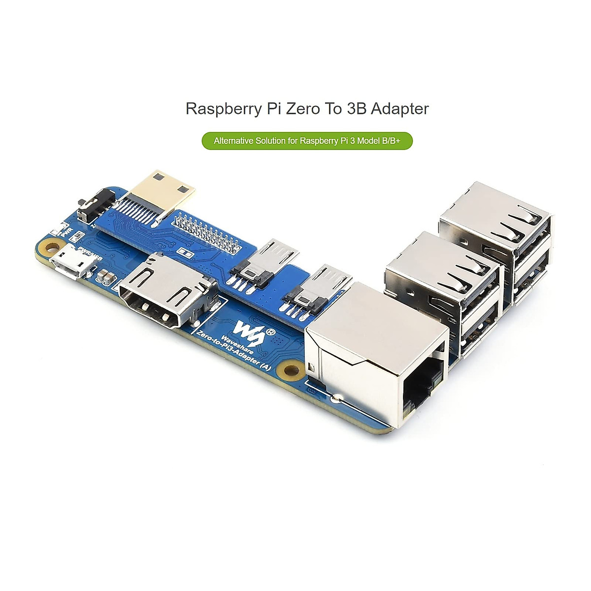 waveshare Pi Zero to Raspberry Pi 3B/B+ Adapter,Based on Raspberry Pi Zero to Reproduce The Original Appearance of The 3B Series,Alternative Solution for Raspberry Pi 3 Model B/B+