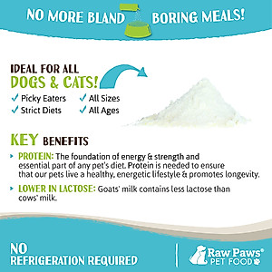 Raw Paws Boost Pet Food Topper Whole Goat Milk Powder, 3.1-oz - Made in USA, Dog Food Toppers for Dry Food - Cat Food Toppers, Dog Food Topper Powder, Dog Food Flavor Topper, Goat Milk Gravy for Cats
