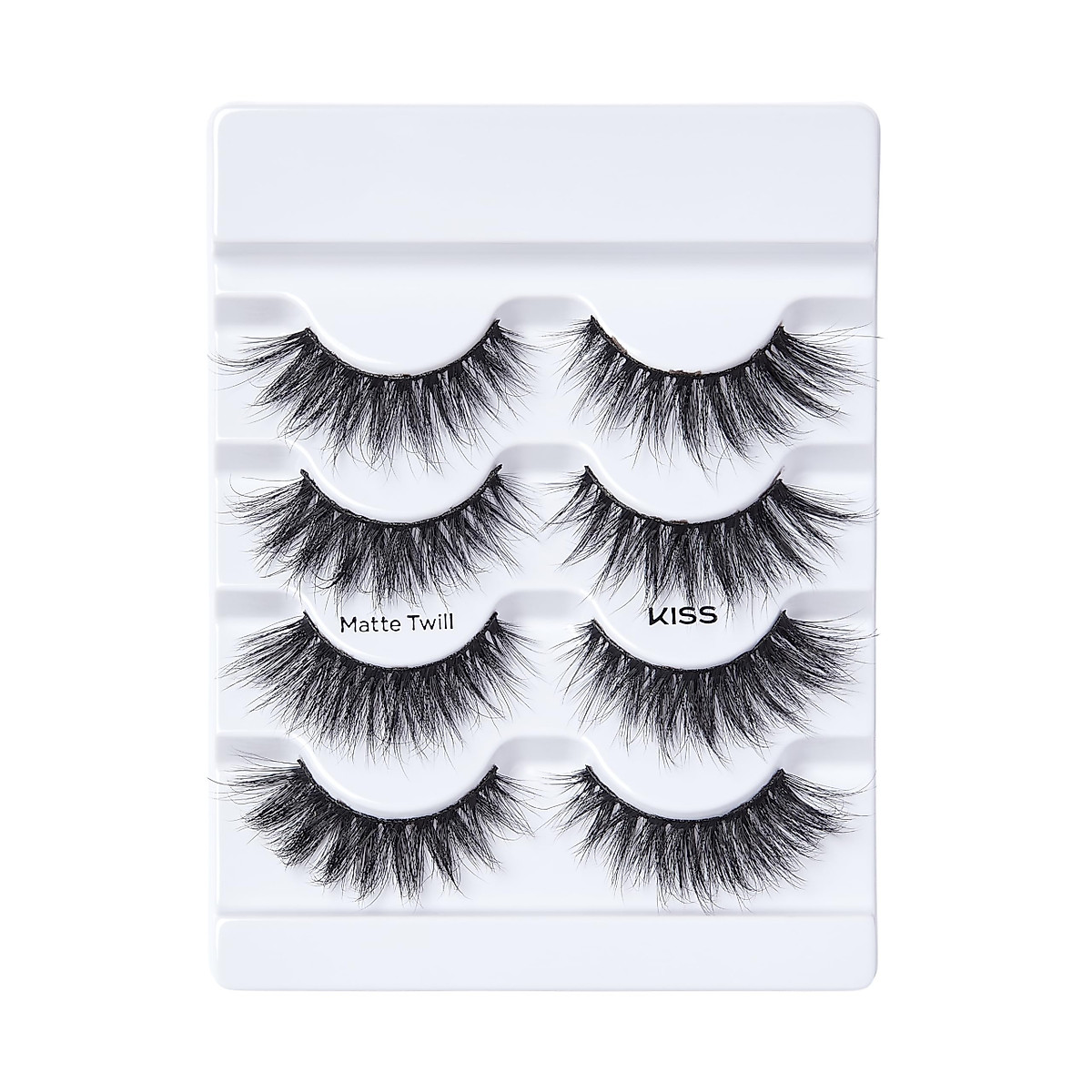 KISS Lash Couture 3D Matte False Eyelashes, Matte Twill', 14 mm, Includes 4 Pairs Of Lashes, Contact Lens Friendly, Easy to Apply, Reusable Strip Lashes
