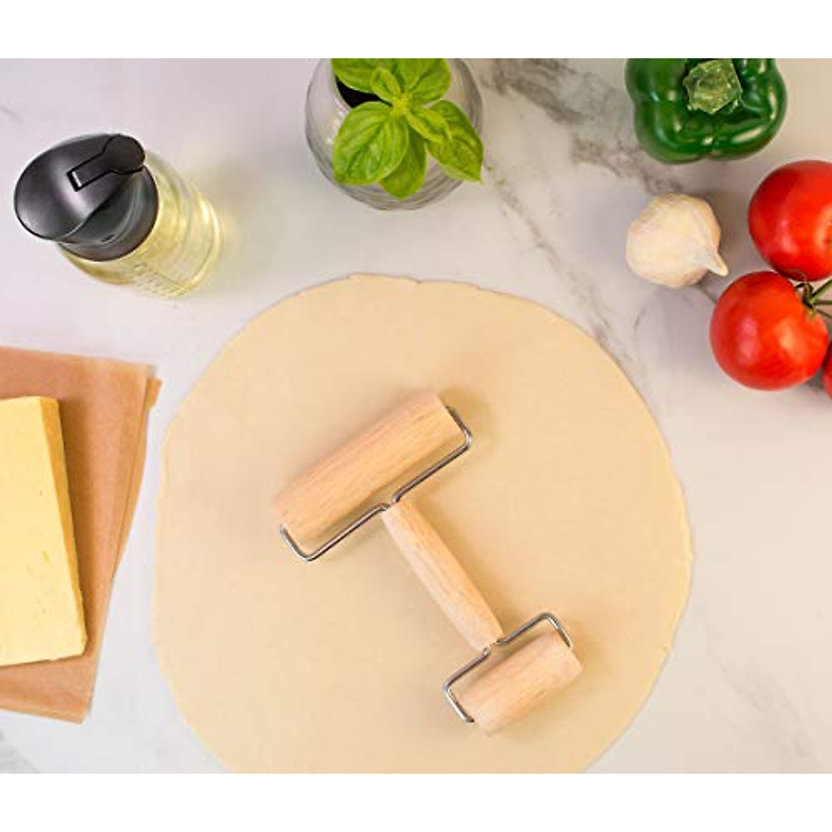 Mrs. Anderson’s Baking Double Dough Roller, Wood, 7-Inches x 4.5-Inches