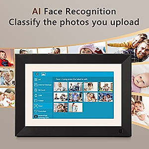 Digital Picture Frame - Benibela 10.1 Inch 2.4G/5G Dual WiFi FHD 1920 * 1200 AI Smart Electronic Photo Frame, Touch Screen, 32GB, AI Recognition, 2 Filter, Slideshow, Share Video via Email App USB