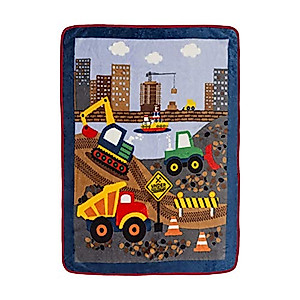 EVERYDAY KIDS Toddler Throw Blanket - 30" by 40" - Under Construction - Super Soft, Plush, Warm and Comfortable