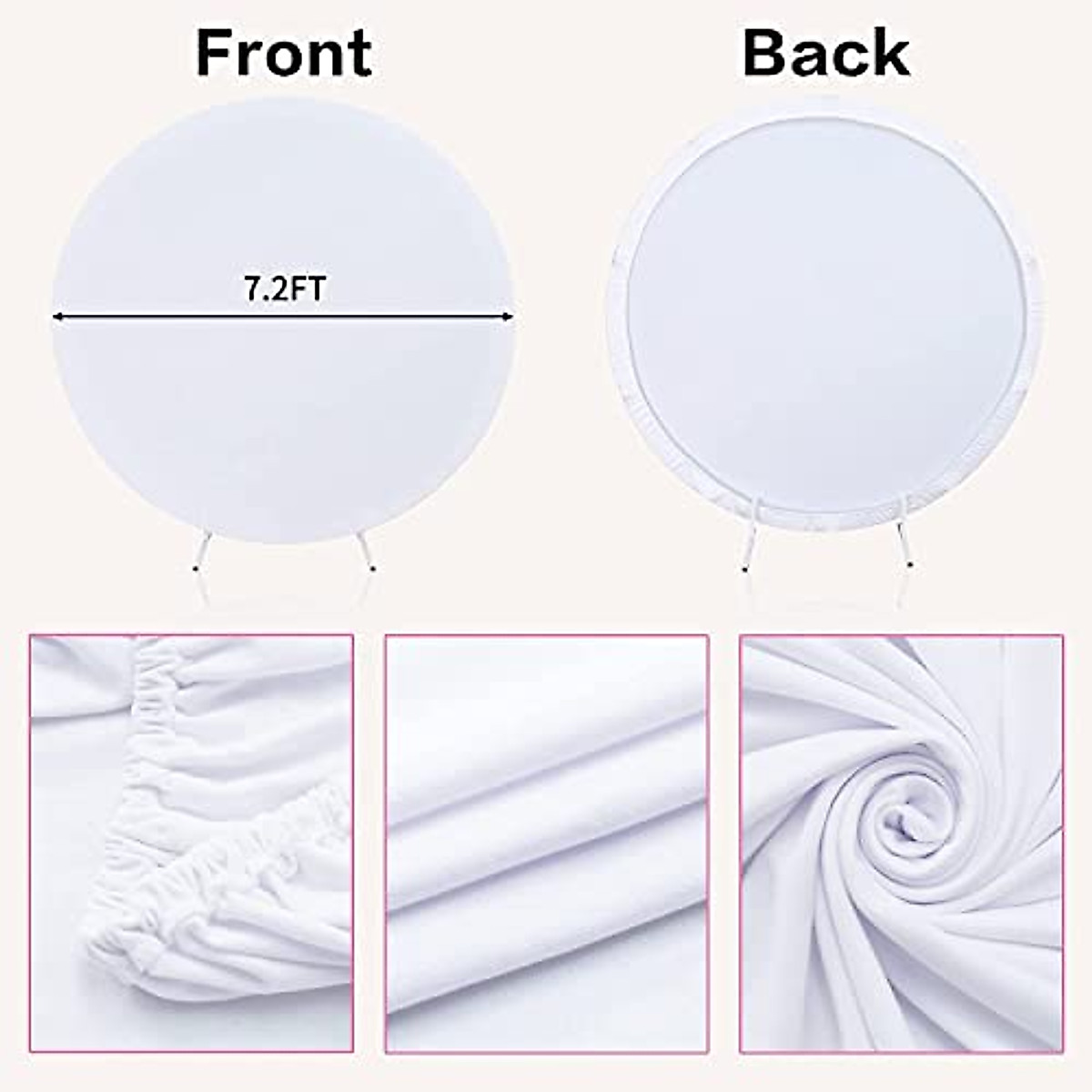 White Round Backdrop Cover 7.2x7.2ft White Circle Backdrop Cover Round Fabric Photo Background for Photography Party Birthday Wedding Baby Shower Home Decorations Portrait Studio Props (7.2ft) (7.2FT)