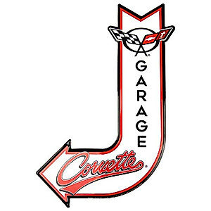 HangTime Corvette Garage Sign, Vintage Chevrolet Metal Automotive Wall Art Decor, 11.5 in. x 17.5 in, Man Cave Stuff for Men