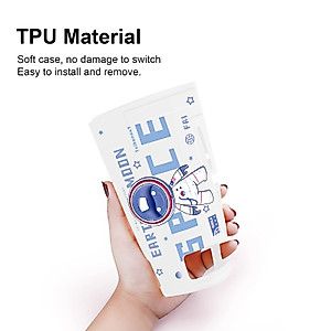 JINGDU Soft Protective Case Compatible with Switch Console and Joy-Cons, Thin, Slim, Light, Switch can be Inserted in Dock with Shell, Only for NS(Not for OLED Model), Q Astronaut, White