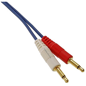 CablesOnline 3.5mm (1/8") TRS Stereo Male to Dual (Rd/Wh) 3.5mm (1/8") TS Mono Male Blue Audio Breakout Cable (1 Foot)