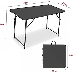 NIUTA 4FT Fold-in-Half Table, Portable Folding Table, Black