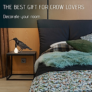 KJYZDYZQ Raven Table Lamp - Crow Desk Lamp - Lifelike Resin Raven Light, Birds Table Light for Bedside Bedroom Living Room Decor