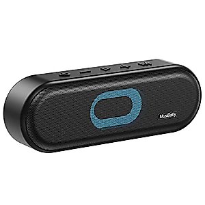 Bluetooth Speakers,MusiBaby M33 Speaker,IPX7 Waterproof Bluetooth Speaker,Speakers Bluetooth Wireless,Portable Speaker with Stereo Sound,Extra Bass,24HRs Playtime for Indoor/Outdoor-Blk
