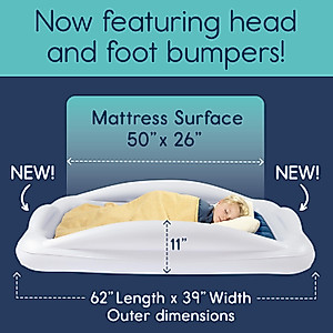 hiccapop Inflatable Toddler Travel Bed with Safety Bumpers [4-Sided] | Portable Toddler Bed for Kids | Toddler Air Mattress | Kids Air Mattress - Navy Blue