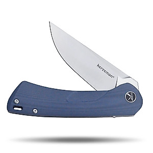 KERZEMAN Folding Pocket Knife, 3.81 "D2 Steel Knife G10 Handle EDC Knife, With Pocket Clip, Liner Lock, Sharp Survival Knife, Camping Survival Hiking Knife KZ-628-G10-BU