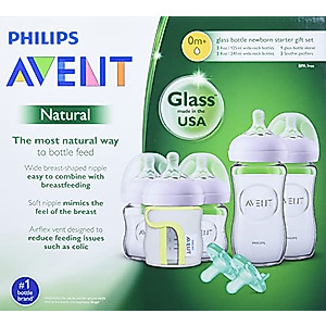 Philips Avent Natural Glass Bottle Baby Gift Set, SCD201/01