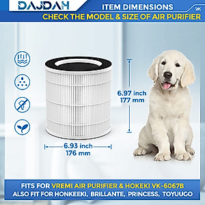 VK-6067B Filter Compatible with Vremi Air Purifier Filter Replacement and Hokeki Air Purifier Filter Replacement for VK-6067B H13 True HEPA Air Purifier including Vremi Hokeki Honkeeki Toyuugo, 2-Pack