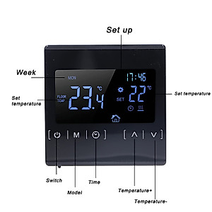 Natudeco 16A Touch Screen Thermostat Dual Temperature Control Design Electric Floor Heating Thermostat Smart Home Thermostat for Home Office AC85V-240V