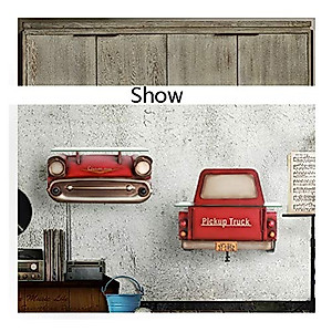 LRZS Creative car Head Word partition Wall Shelf Free Punching Retro Living Room Bedroom Wall Decoration Wrought Iron Wall Hanging (Size : B)