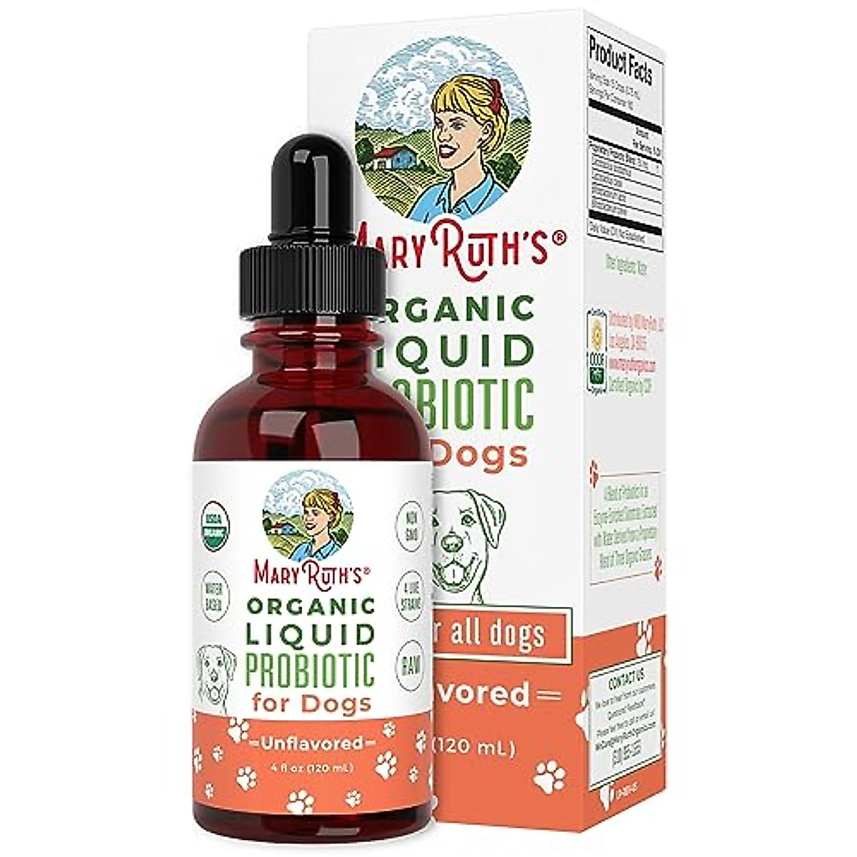 Dog Probiotic | USDA Organic Probiotic Dog | Probiotic for Dogs | Dog Probiotic for Digestive Support | Supplement for Gut Health & Beneficial Bacteria | Vegan | Non-GMO | Gluten Free | 4 Fl Oz
