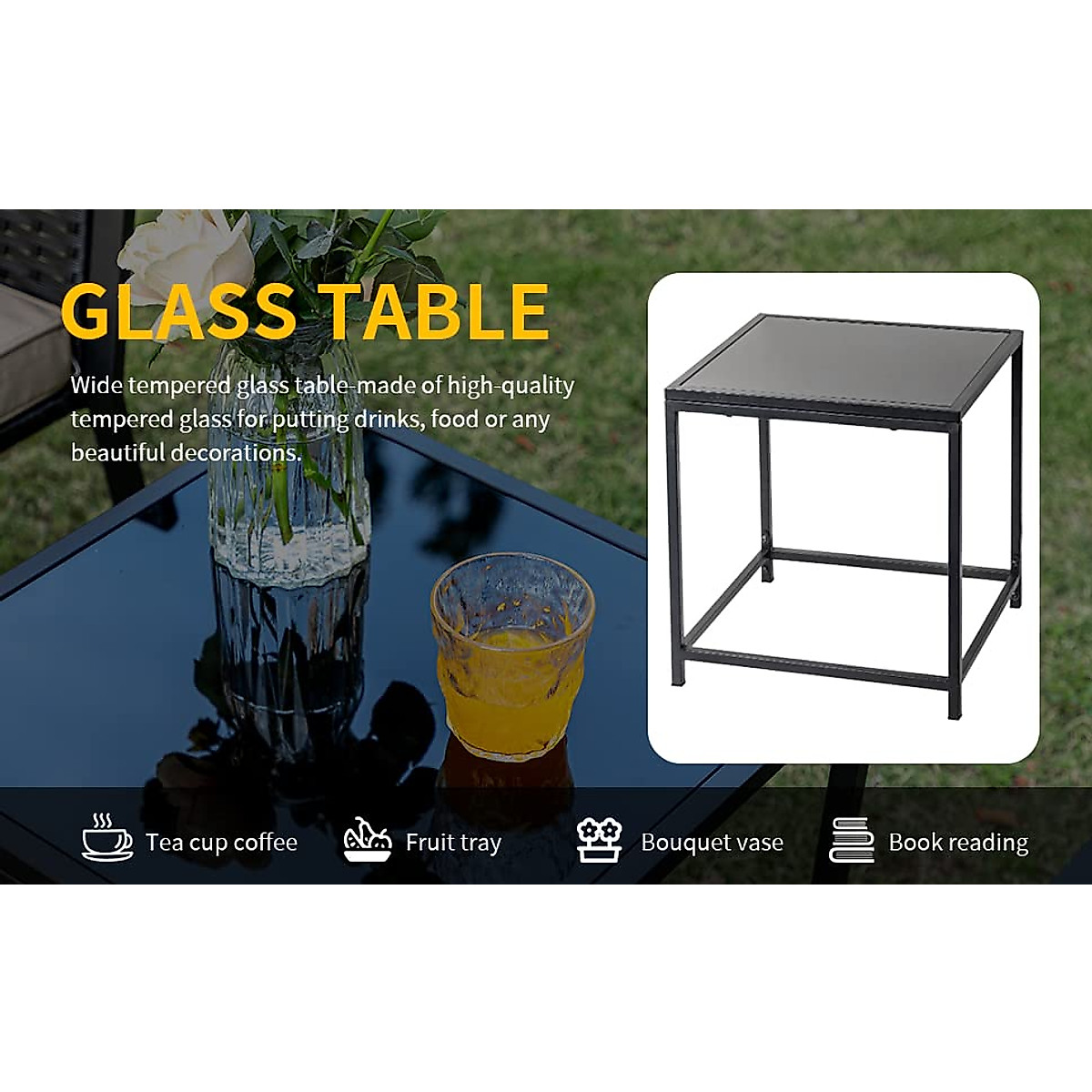 Aug-guan Patio Furniture Set,Wicker Bistro Set 3 Pieces Outdoor Furniture,Rattan Table and Patio Chairs Set for Balcony,Yard,Porch and Deck (Blue)