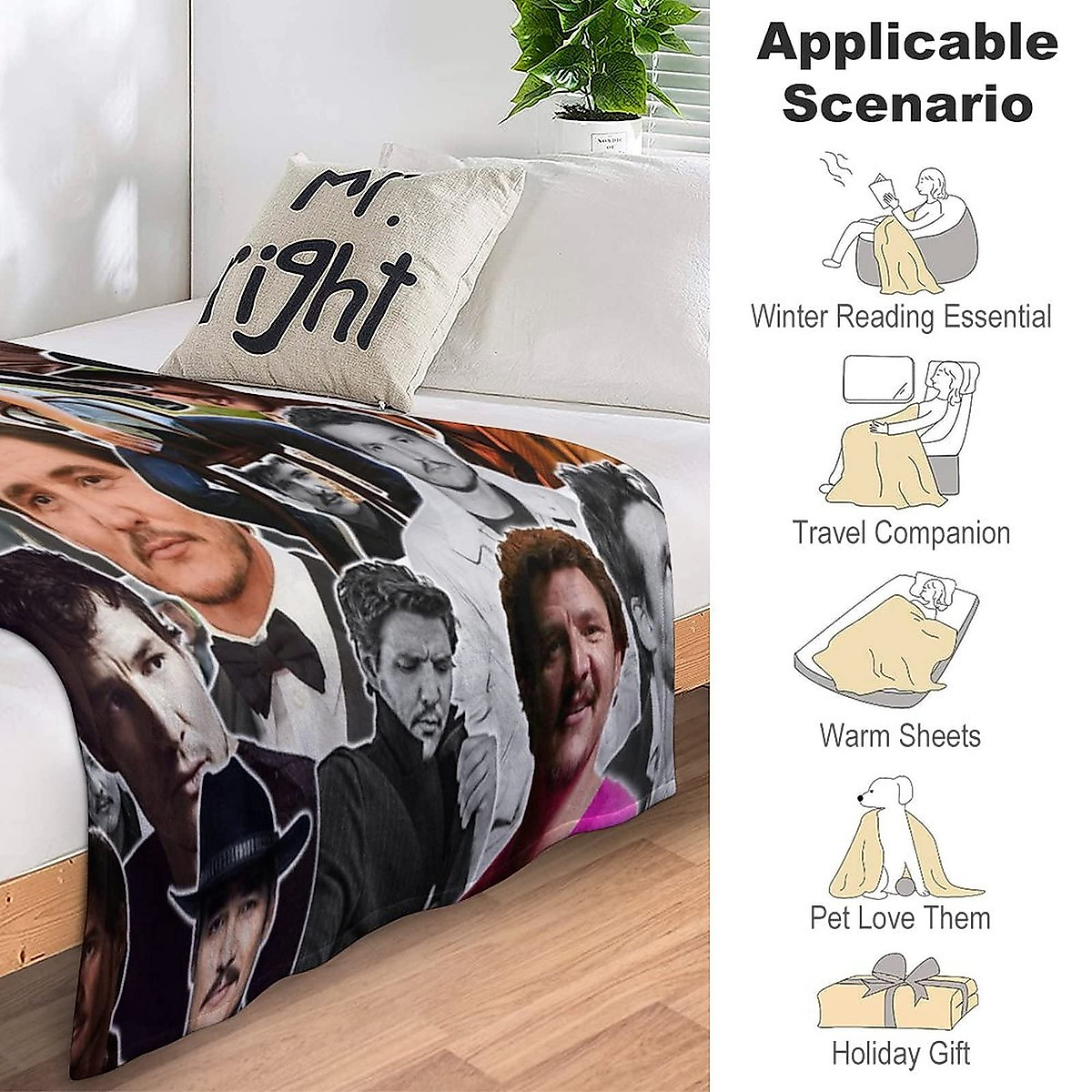 Ultra-Soft Fleece Throw Blanket 3D Fashion Print Pascal Bed Blanket for Couch Sofa Warm Bed Throw Blanket 50"x40"