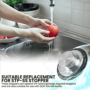 (2-Pack) Stainless Steel Kitchen Sink Stoppers - 3.35” x 1.18” Universal Fit Sink Drain Stoppers- with Strong Rubber Seal and Round Knob Grip - Suitable Replacement for InSinkErator STP-SS Stopper