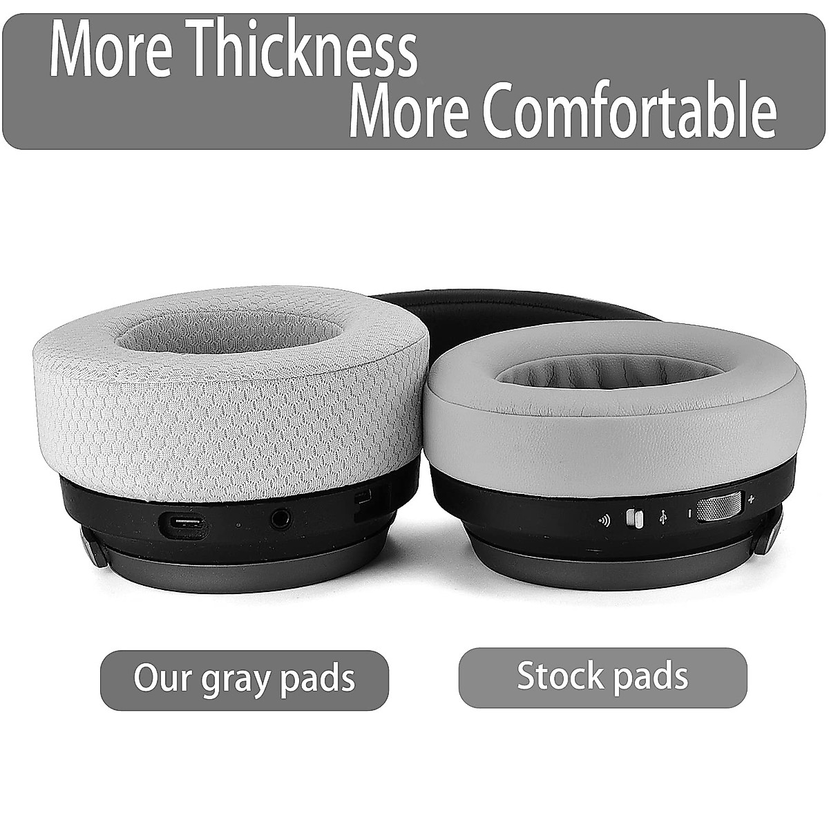 Upgrade VirtuosoXT Gray Thicker Earpads - Ear Cushion Compatible with Corsair Virtuoso RGB Wireless SE/Virtuoso XT Gaming Headset, Breathable, High-Density Noise Cancelling Foam, Added Thickness