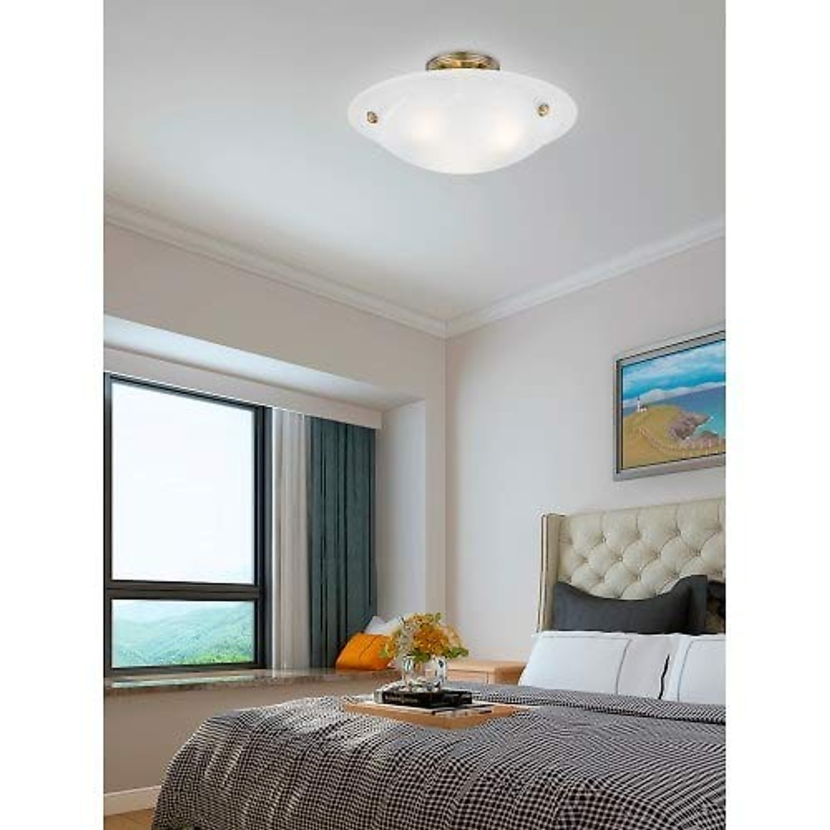 Livex Lighting 4274-02 Flush Mount with White Alabaster Glass Shades, Polished Brass