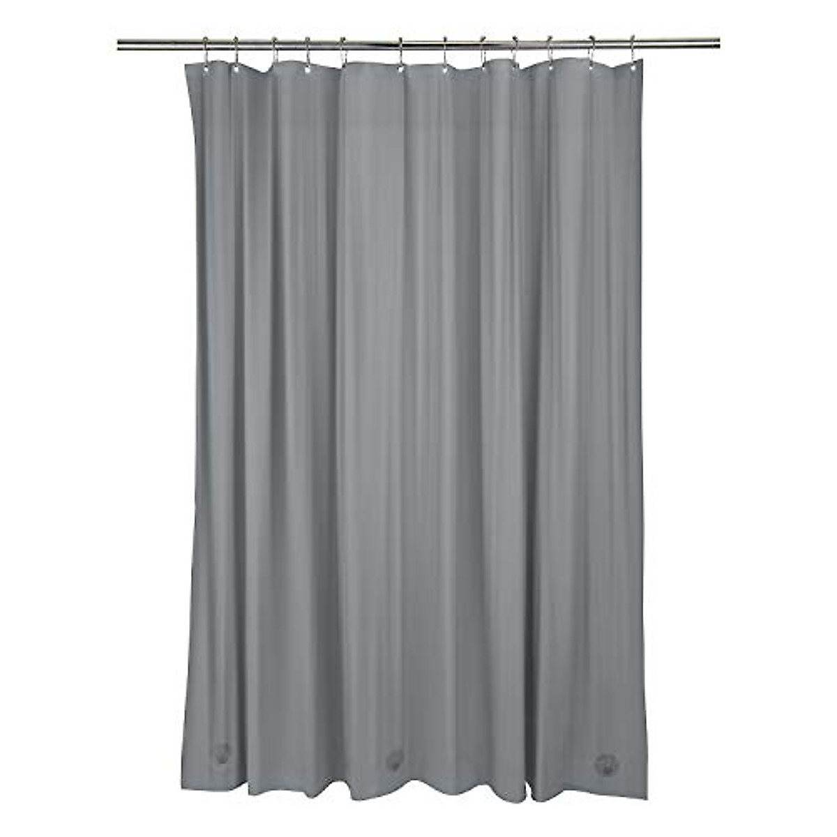 Bath Bliss Heavy Shower Curtain Liner, 12 Rust Resistant Metal Grommets, 3 Weighted Magnet Hem, Silver
