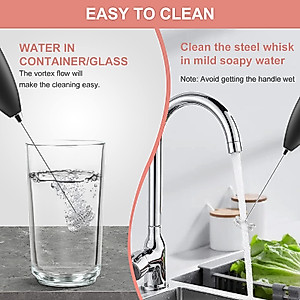 PACAHO Powerful Milk Frother with Double Whisk, Handheld Electric Foam Maker, Hand Mixer Wand, Portable Mini Blender Foamer Stirrer for Coffee, Latte, Matcha,Hot Chocolate