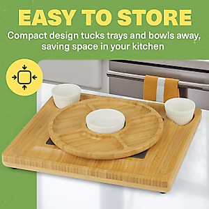 Charcuterie Board Gift Set, Expandable Bamboo Cheese Board with Stainless Steel Serving Utensils, Ceramic Bowls, Appetizer and Serving Trays, Utensil Trays - Housewarming 2 Drawers