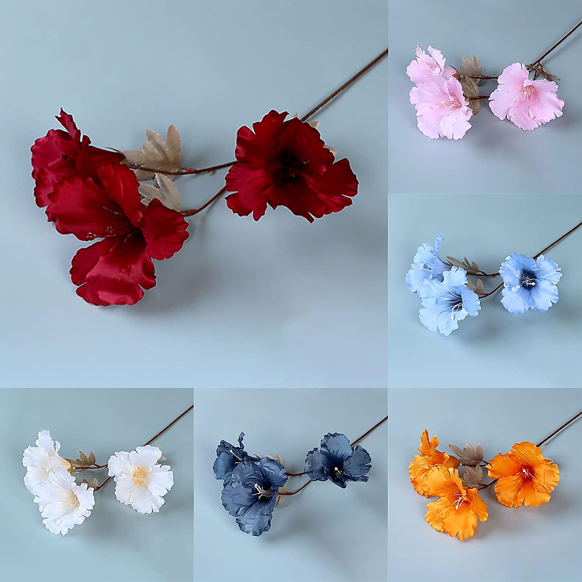 Galand Artificial Flowers,1 Bouquet Artificial Flower 3 Heads Realistic Faux Silk Flower Hibiscus Blossom Simulation Flower for Garden - White